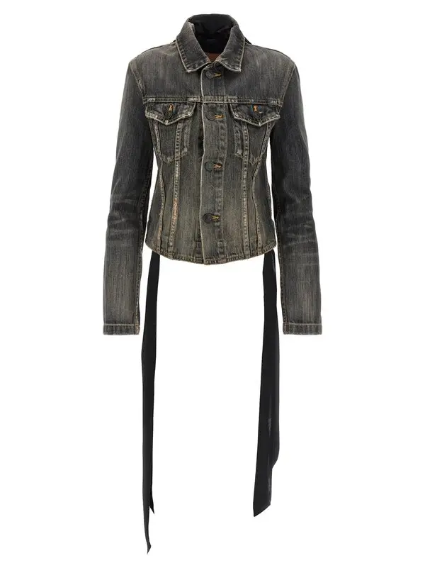 Balenciaga Lace Up' Denim Jacket - Gray