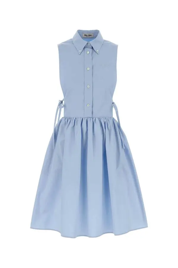 Miu Miu Cotton Poplin Shirt Dress - Blue