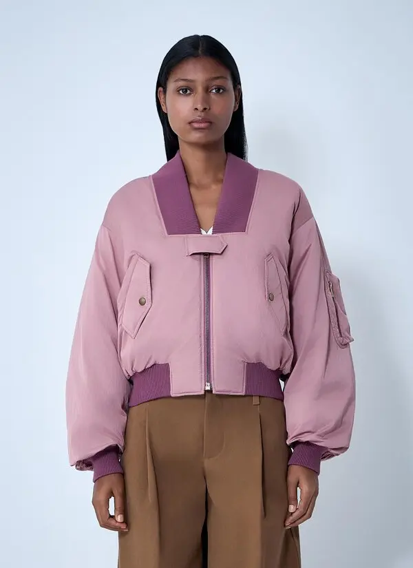 Chloé Nylon Bomber Jacket - Brown