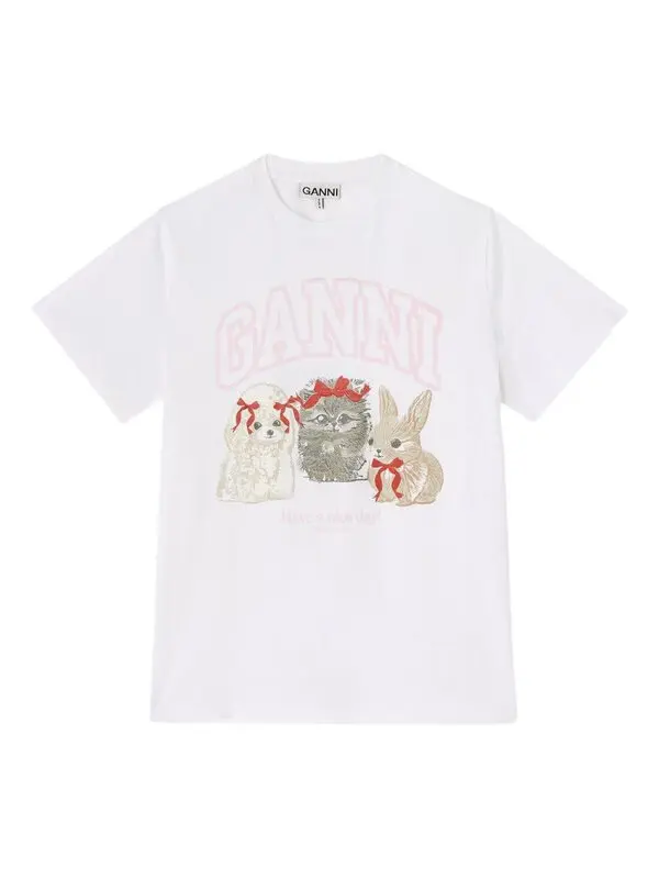 GANNI Cute Animals Organic Cotton T-shirt - Multicolor