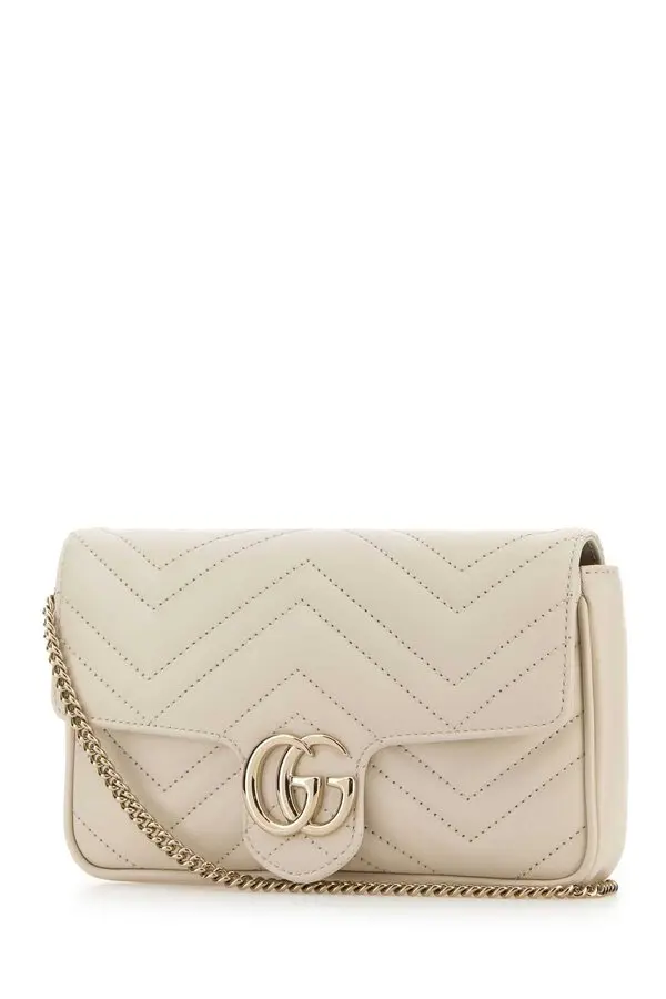 Gucci Leather Small Gg Marmont Shoulder Bag - White
