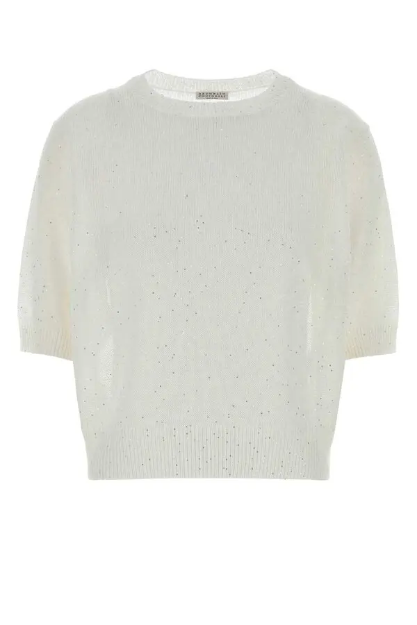 Brunello Cucinelli Linen Blend Sweater - White