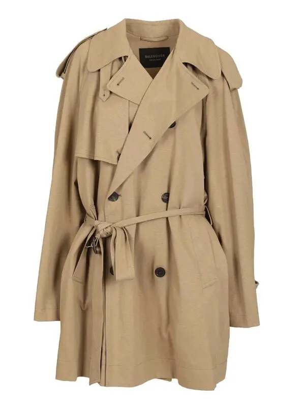 Balenciaga Cropped Trench Coat - Cream
