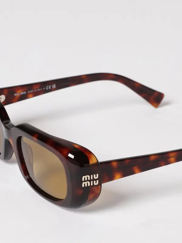 Miu Miu Rectangular Frame Acetate Sunglasses With Contrast Logo