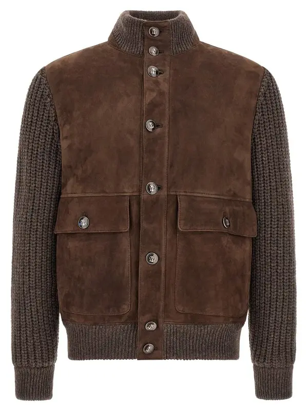 Brunello Cucinelli Suede Insert Jacket - Brown