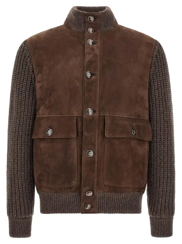 Brunello Cucinelli Suede Insert Hybrid Jacket - Brown