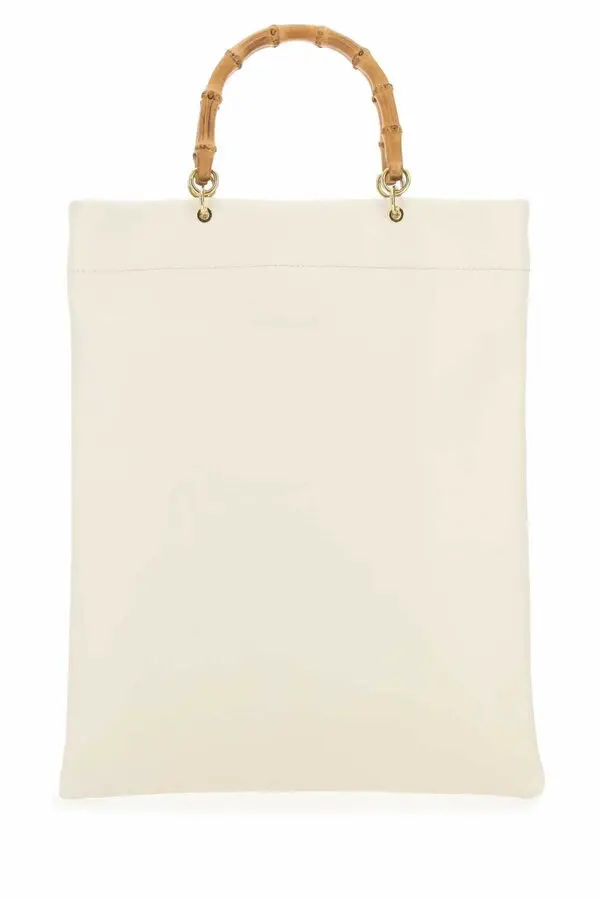 JIL SANDER Ivory Leather Medium Shopping Bag