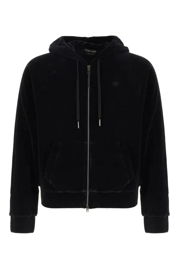 TOM FORD Velvet Zip-up Hooded Sweatshirt - Multicolor