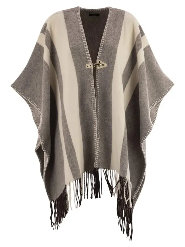 FAY Wool Poncho With Hook - Multicolor