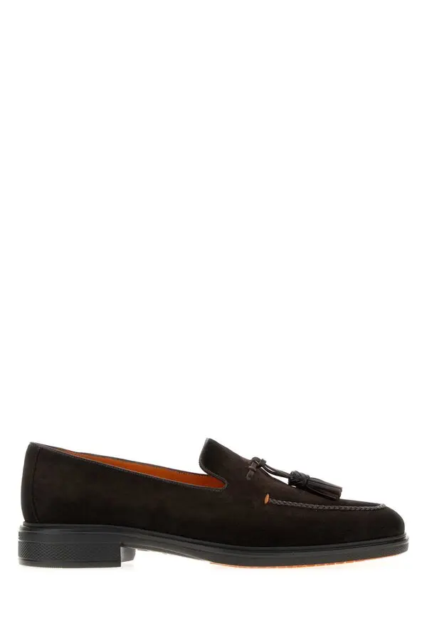Santoni Dark Suede Easy Loafers