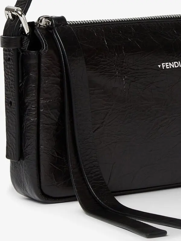 Fendi Zip Top Small Vintage-effect Leather Shoulder Bag - Multicolor