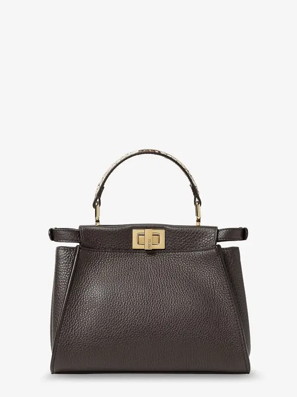 Fendi Peekaboo Mini Hammered Leather Handbag