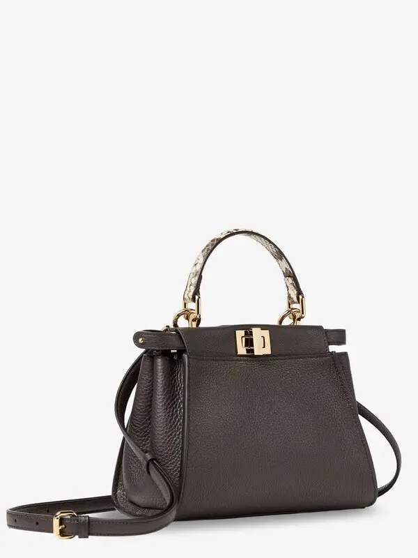 Fendi Peekaboo Mini Hammered Leather Handbag