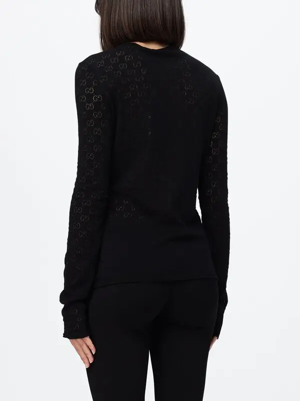 Gucci Sheer Gg Monogram Criªpe Top With Long Sleeves