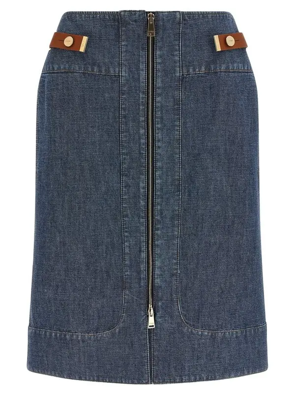 Fendi Chambray Denim Skirt - Blue