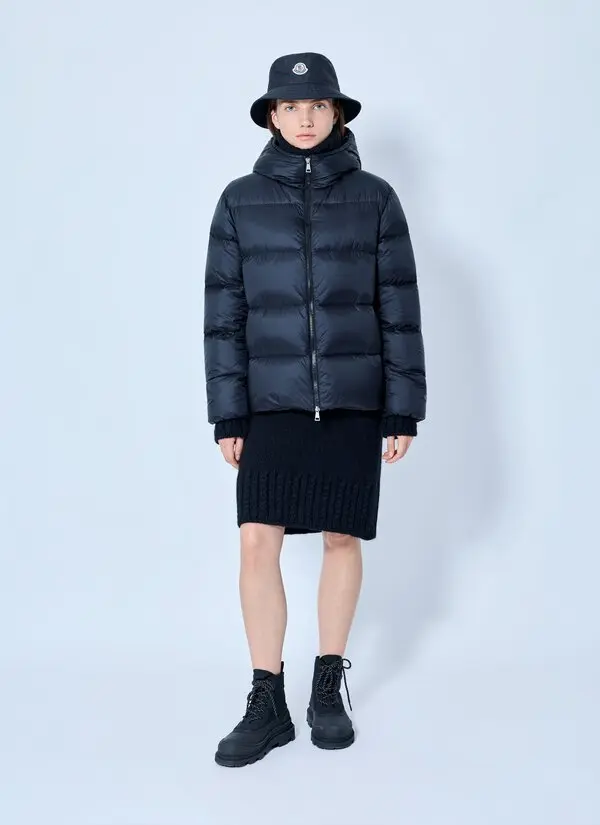 Moncler Hooded Short Down Jacket - Black