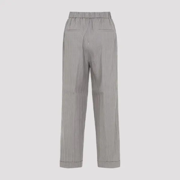 Peserico Pinstriped Linen Blend Trousers - Brown