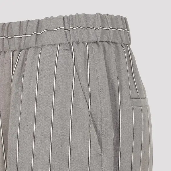 Peserico Pinstriped Linen Blend Trousers - Brown