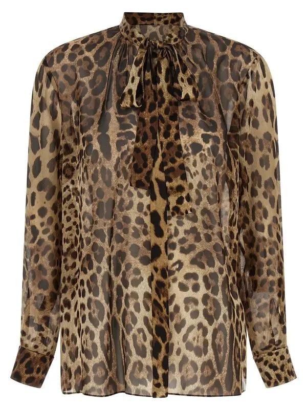Dolce & Gabbana Leo Silk Georgette Shirt - Brown
