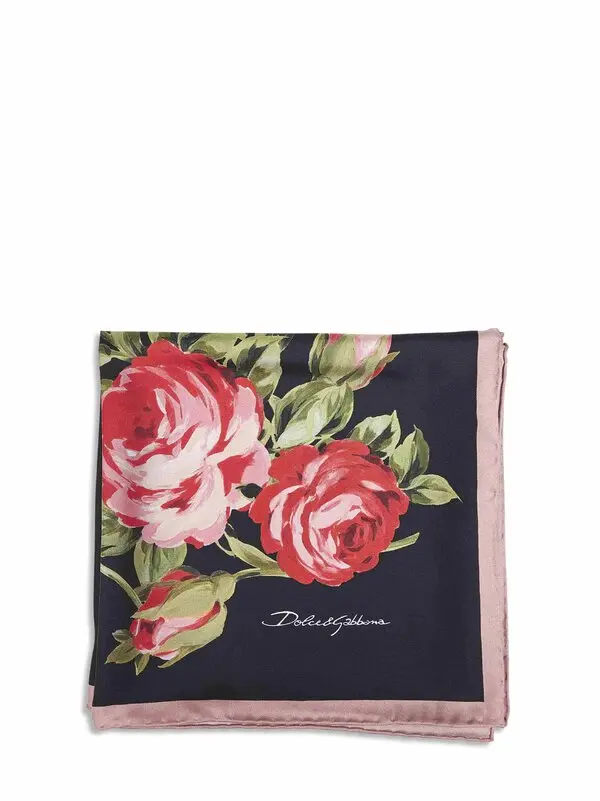 Dolce & Gabbana Rose Bouquet Print Silk Twill Scarf - Multicolor