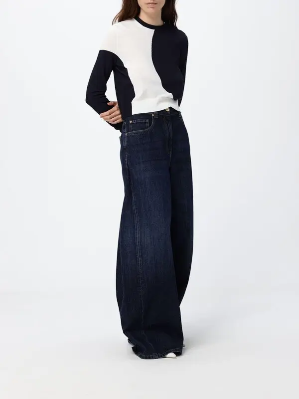 Max Mara Slim Fit Abstract Wool And Cashmere Jumper - Blue