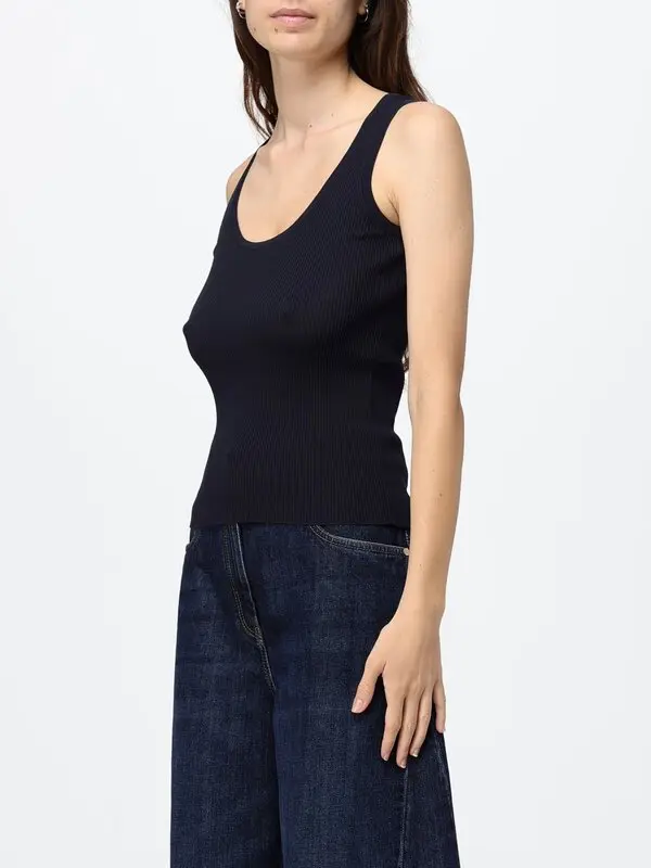 Max Mara Ribbed Cotton Knit Top - Blue