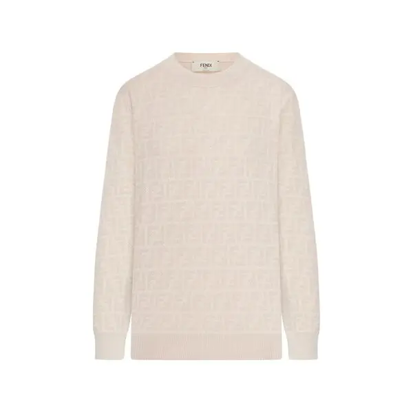 Fendi Neutral Knitwear Jumper - Cream