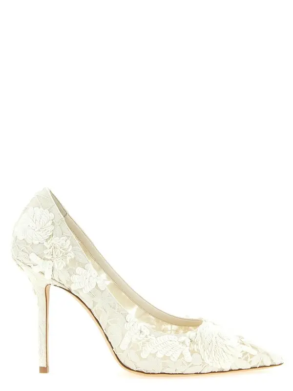 JIMMY CHOO Embroidered Tulle Pumps - Cream