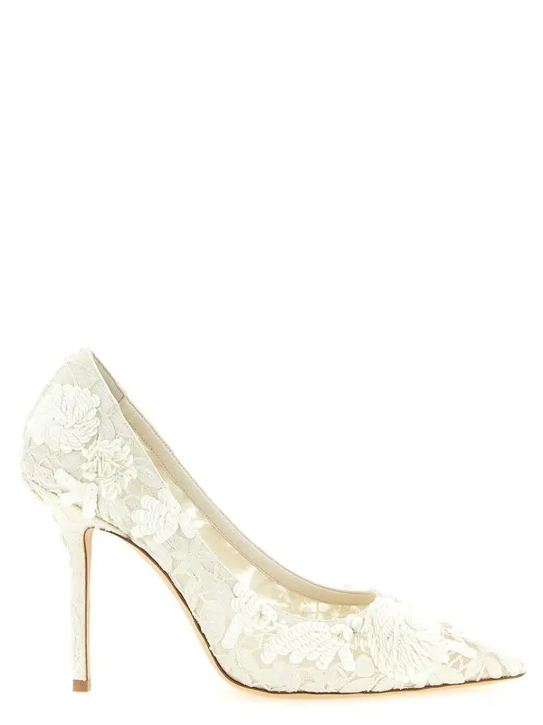 JIMMY CHOO Embroidered Tulle Pumps - Cream