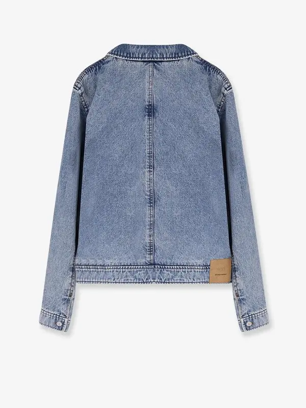 AMI Paris Denim Jacket With Iconic Embroidery - Multicolor
