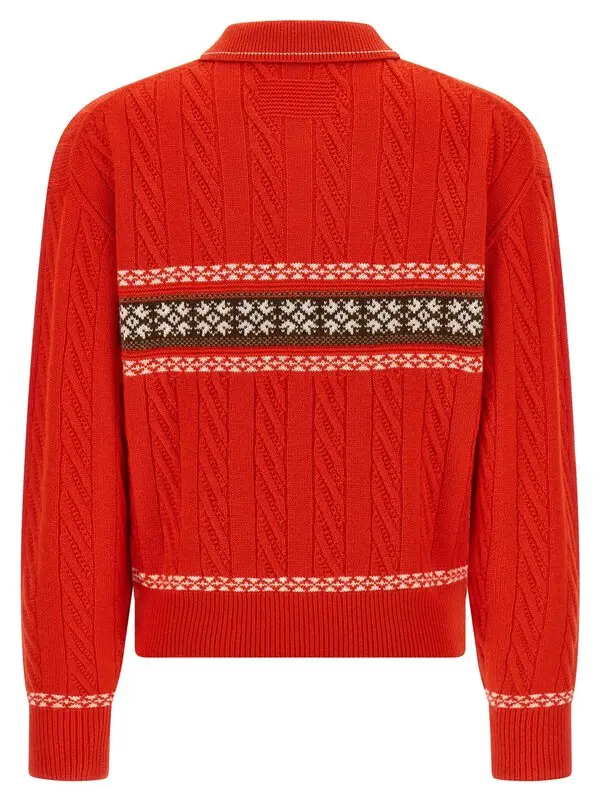 Guest In Residence Cable Collegiate Polo' Sweater - Red