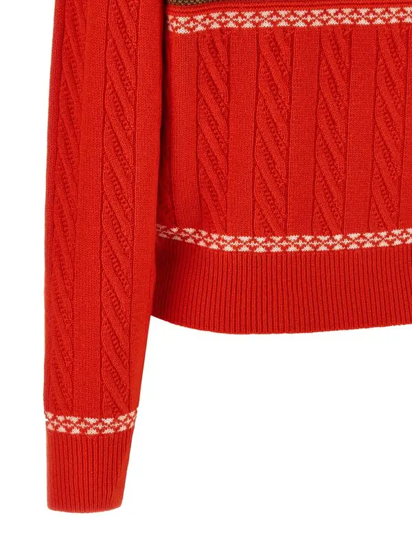 Guest In Residence Cable Collegiate Polo' Sweater - Red