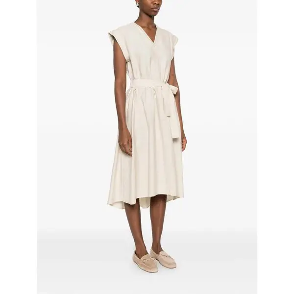 Peserico V-neck Belted Midi Dress