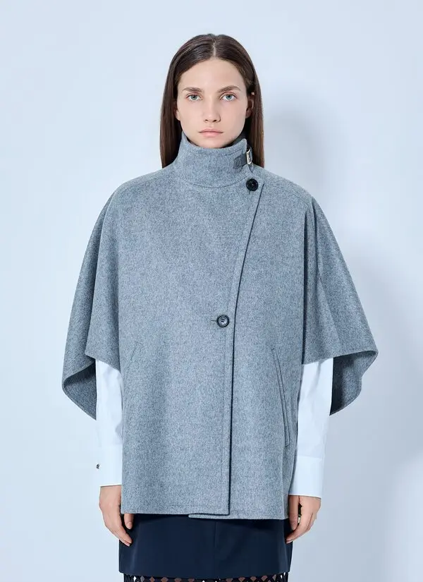 Max Mara Asymmetric Cashmere Cape - Gray