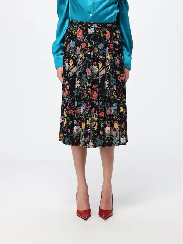 Gucci High-waisted Floral Print Pleated Silk Midi Skirt - Black