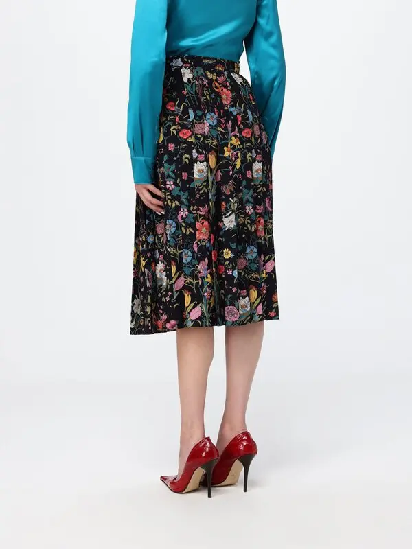 Gucci High-waisted Floral Print Midi Skirt - Black