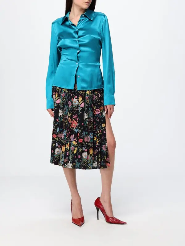 Gucci High-waisted Floral Print Midi Skirt - Black