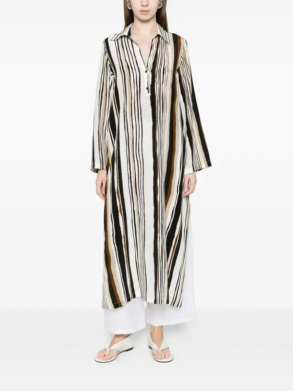 Max Mara Striped Silk Long Dress