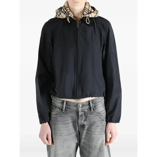 Burberry Cropped Hooded Zip-up Jacket