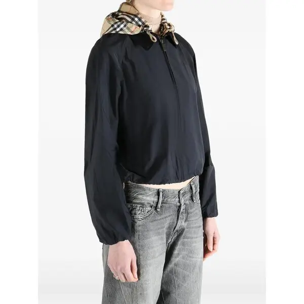 Burberry Cropped Hooded Zip-up Jacket