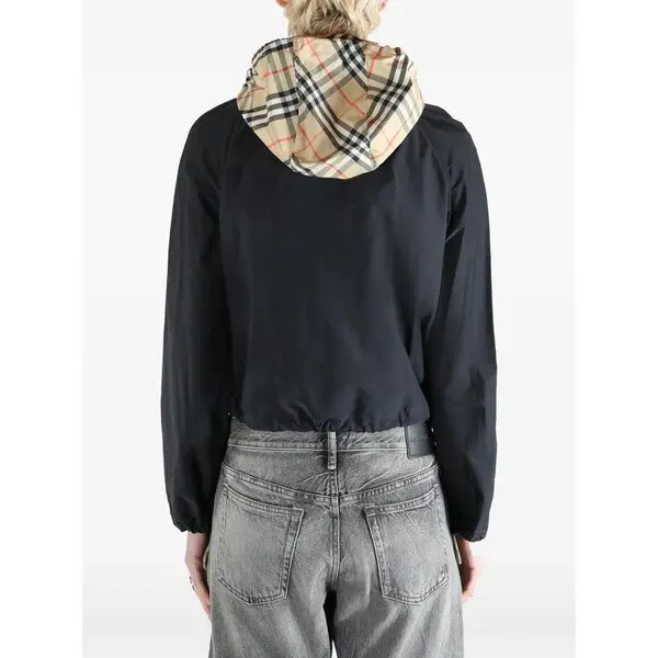 Burberry Cropped Hooded Zip-up Jacket