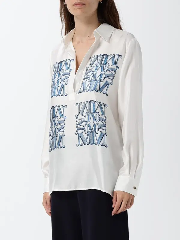 Max Mara Monogram Print Silk Shirt - White