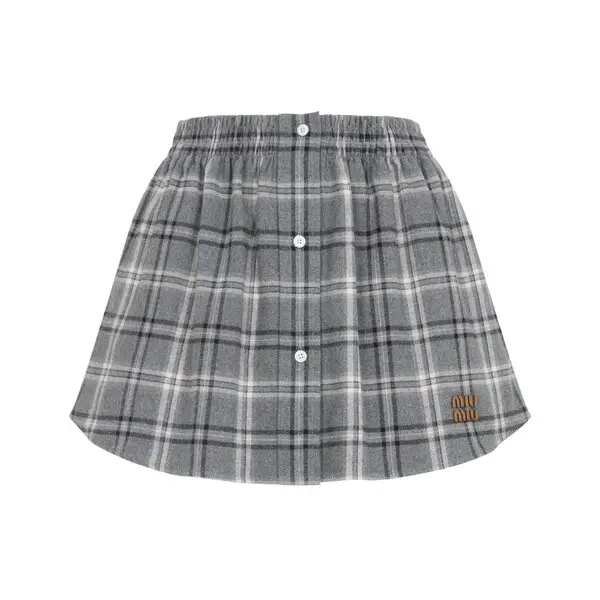 Miu Miu Cotton Midi Skirt - Gray