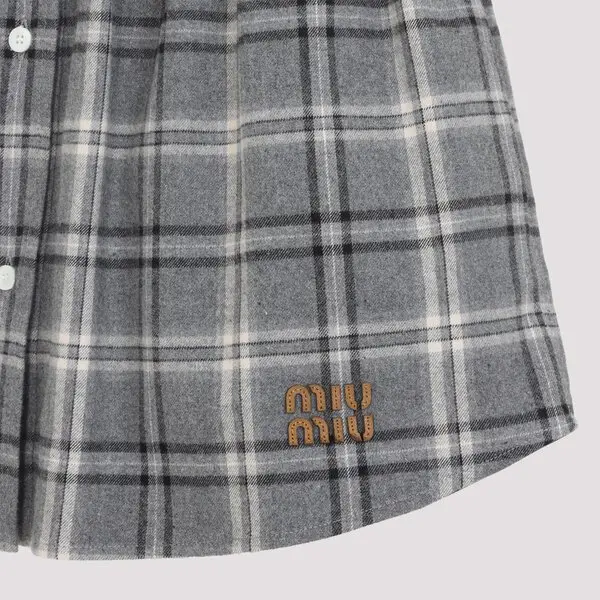 Miu Miu Cotton Midi Skirt - Gray