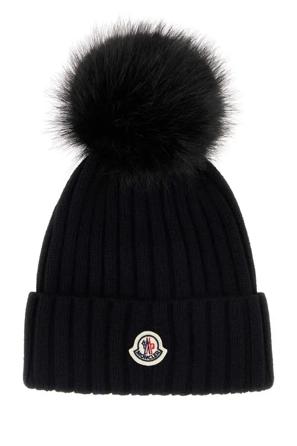 Moncler Wool Beanie Hat - Black