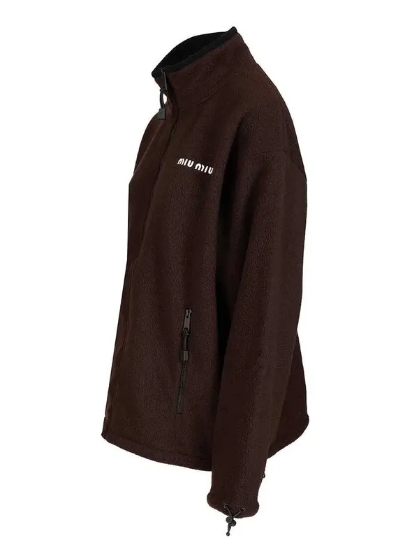 Miu Miu Zip Up Pile Jacket - Brown