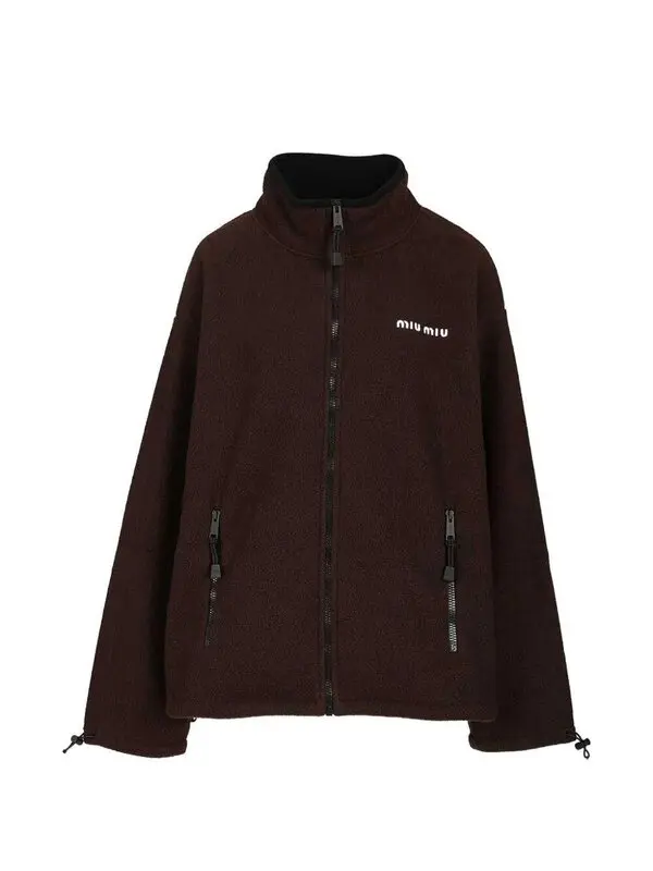 Miu Miu Zip Up Pile Jacket - Brown