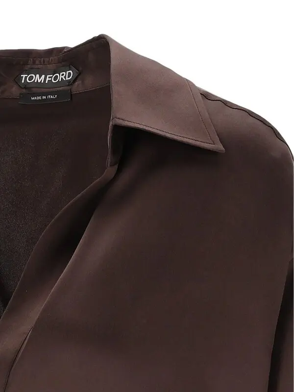 TOM FORD Silk Polo Shirt - Brown