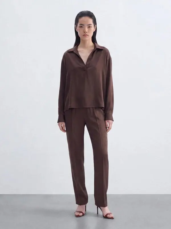 TOM FORD Silk Polo Shirt - Brown