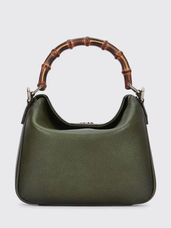 Gucci Diana Mini Grained Leather Bag With Bamboo Handle And Gg Logo - Green